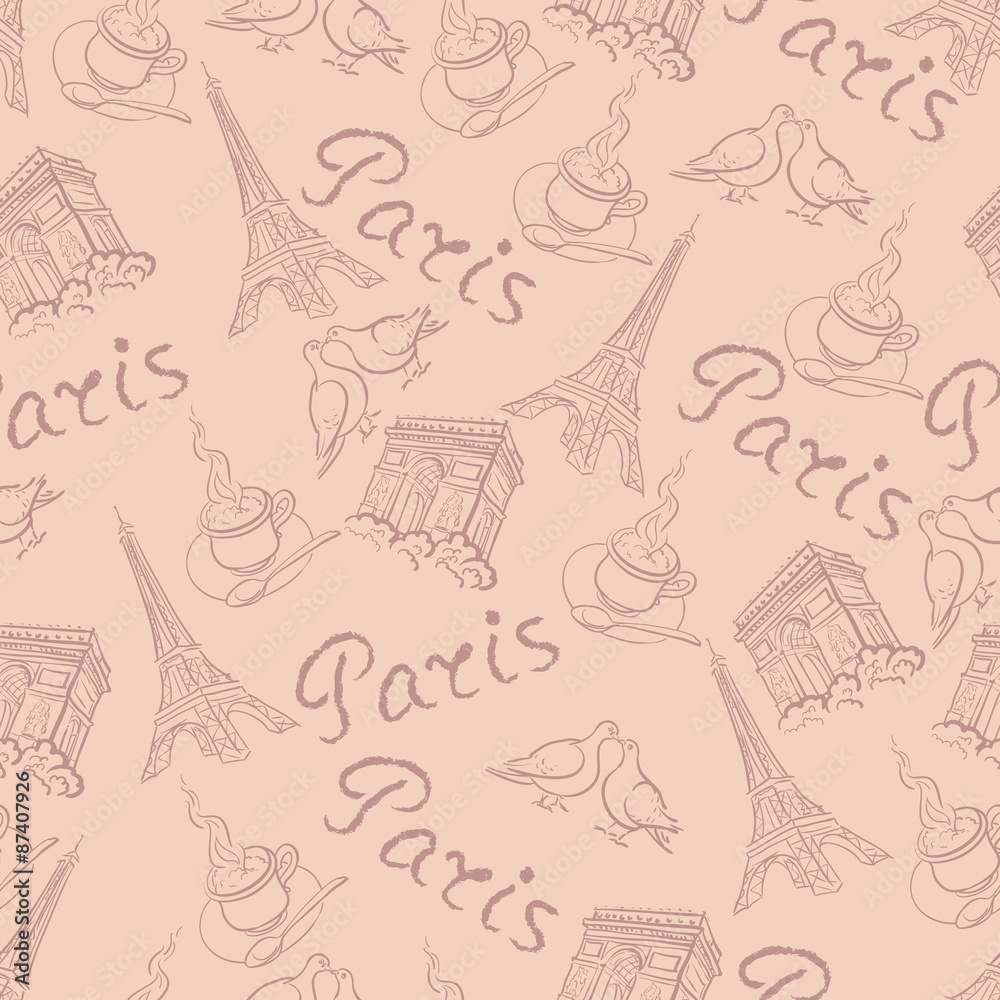 Vector background with the sights of Paris vintage style Stock Vector ...
