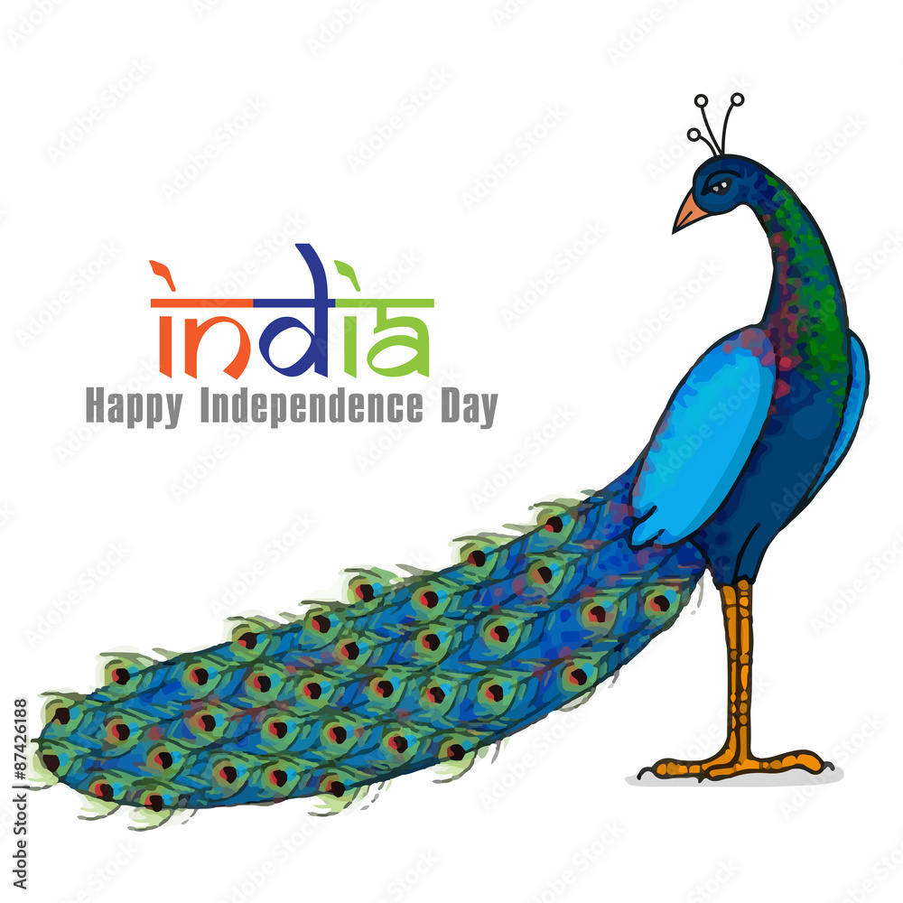 National bird for Indian Independence Day. Stock Vector | Adobe Stock