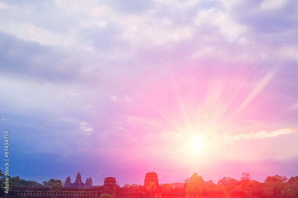 Angkor Wat Temple complex view at the main entrance, located nea Stock ...