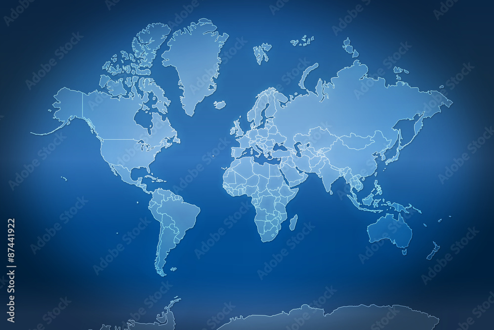 High Res word map with country boundaries ilustração do Stock | Adobe Stock