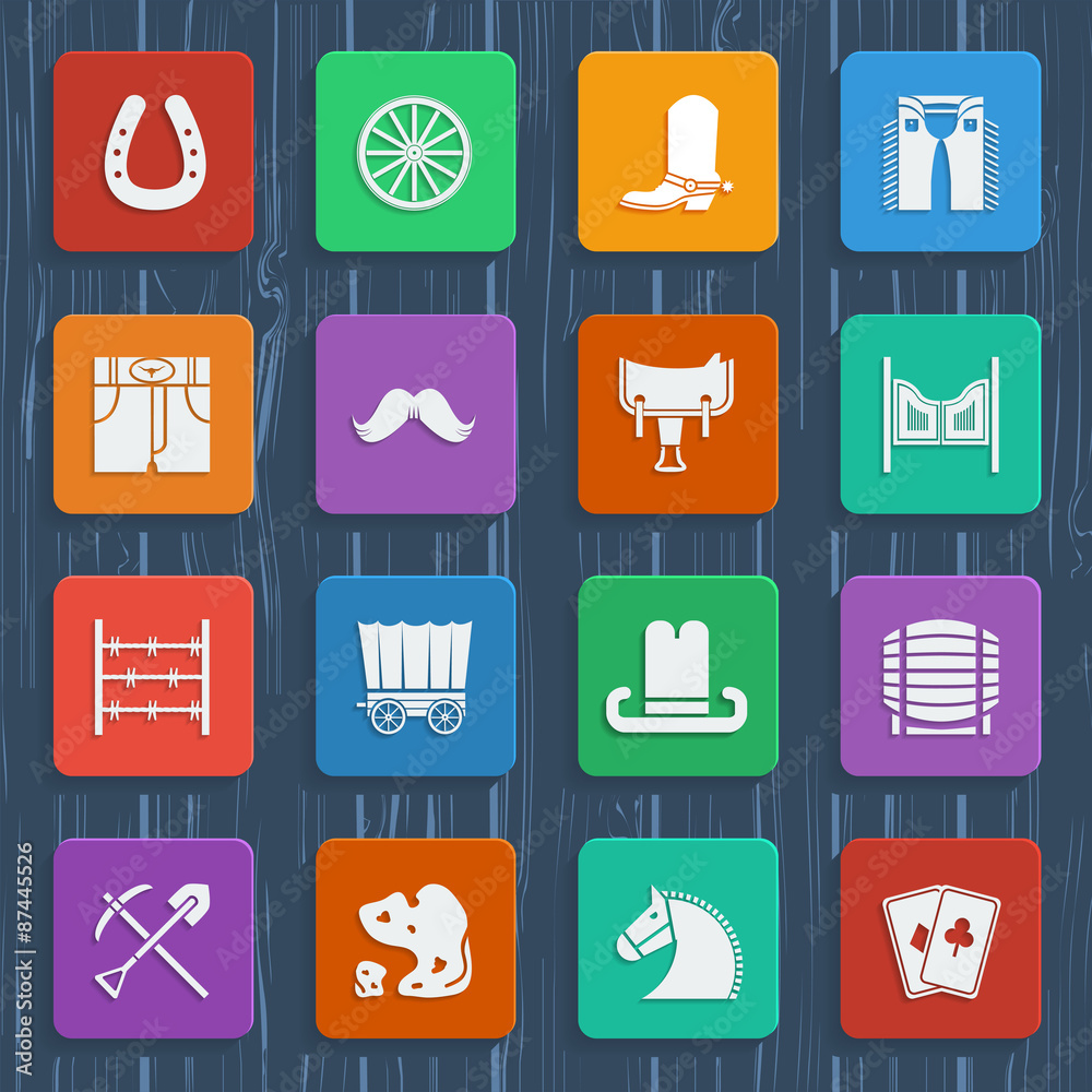 Cowboy pictograms.Vector wild west icons Stock Vector | Adobe Stock