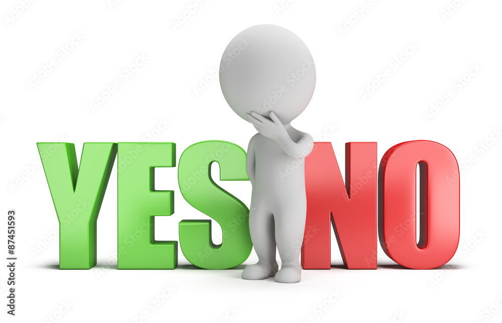 ภาพประกอบสต็อก 3d small people - yes or no ภาพ | Adobe Stock