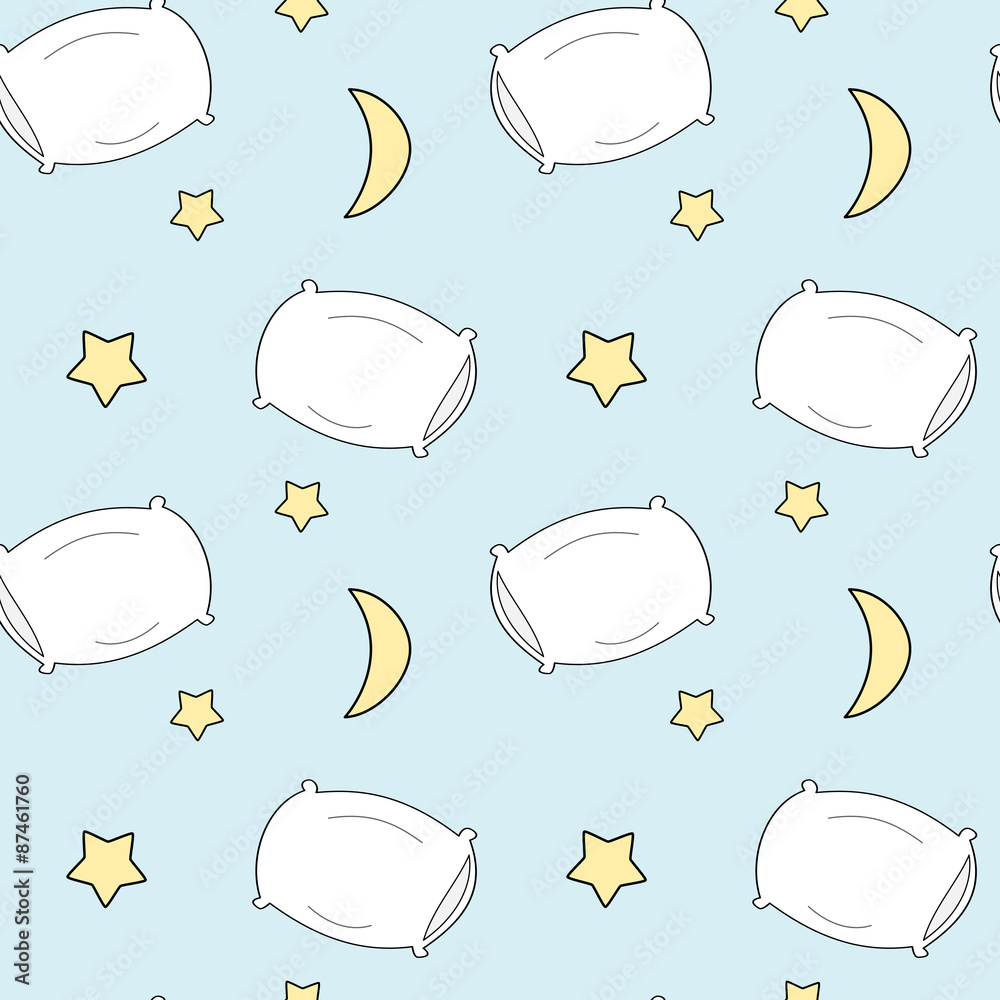 cute cartoon pillow seamless vector pattern illustration for kids Stock ...