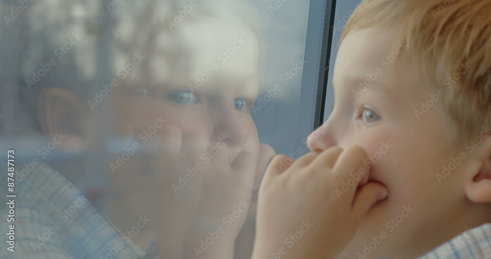 Little child enjoying view from the train window Stock Video | Adobe Stock