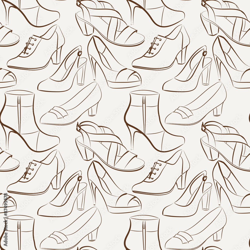 Vector seamless pattern of various women's shoes Stock Illustration ...