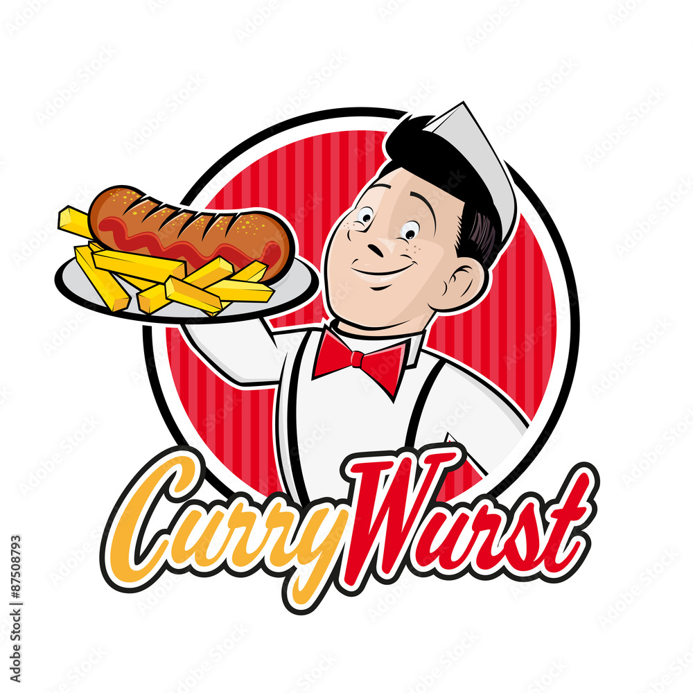 currywurst restaurant logo Stock-Vektorgrafik | Adobe Stock