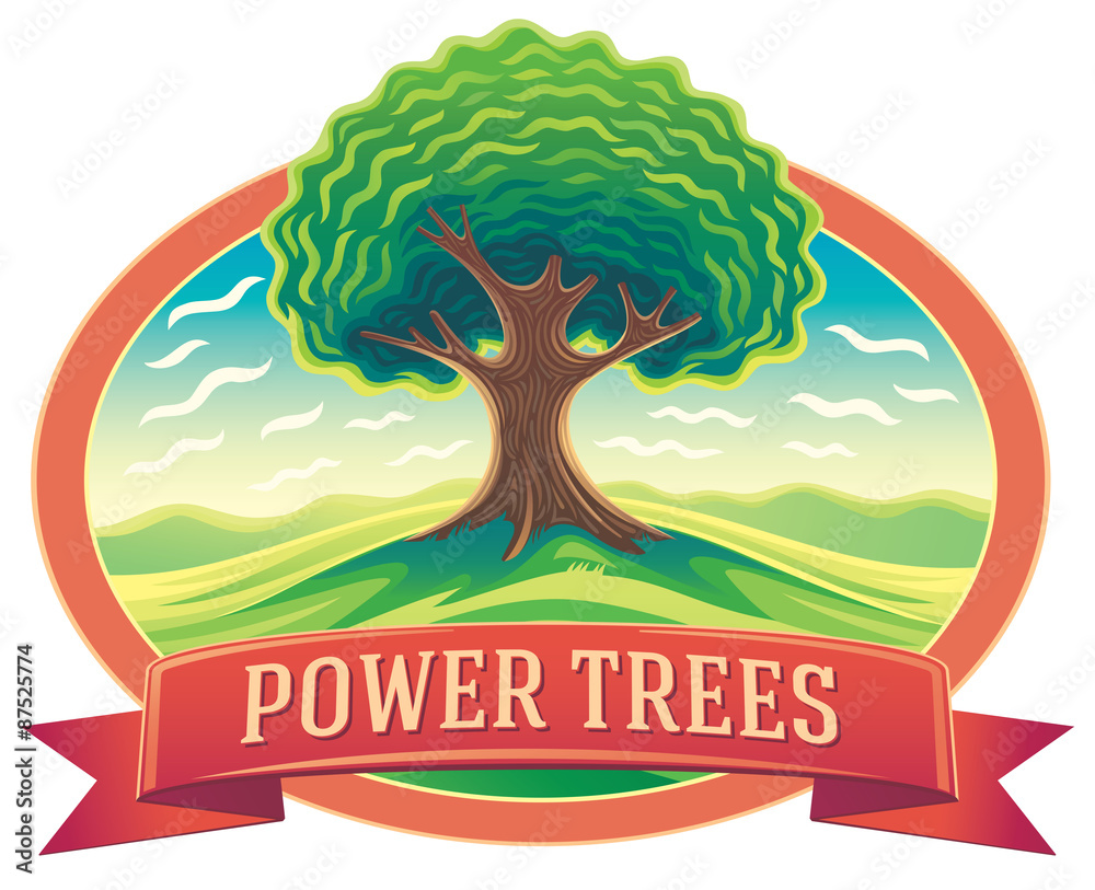 Vector tree in frame and tape design with the words. Nature landscape ...