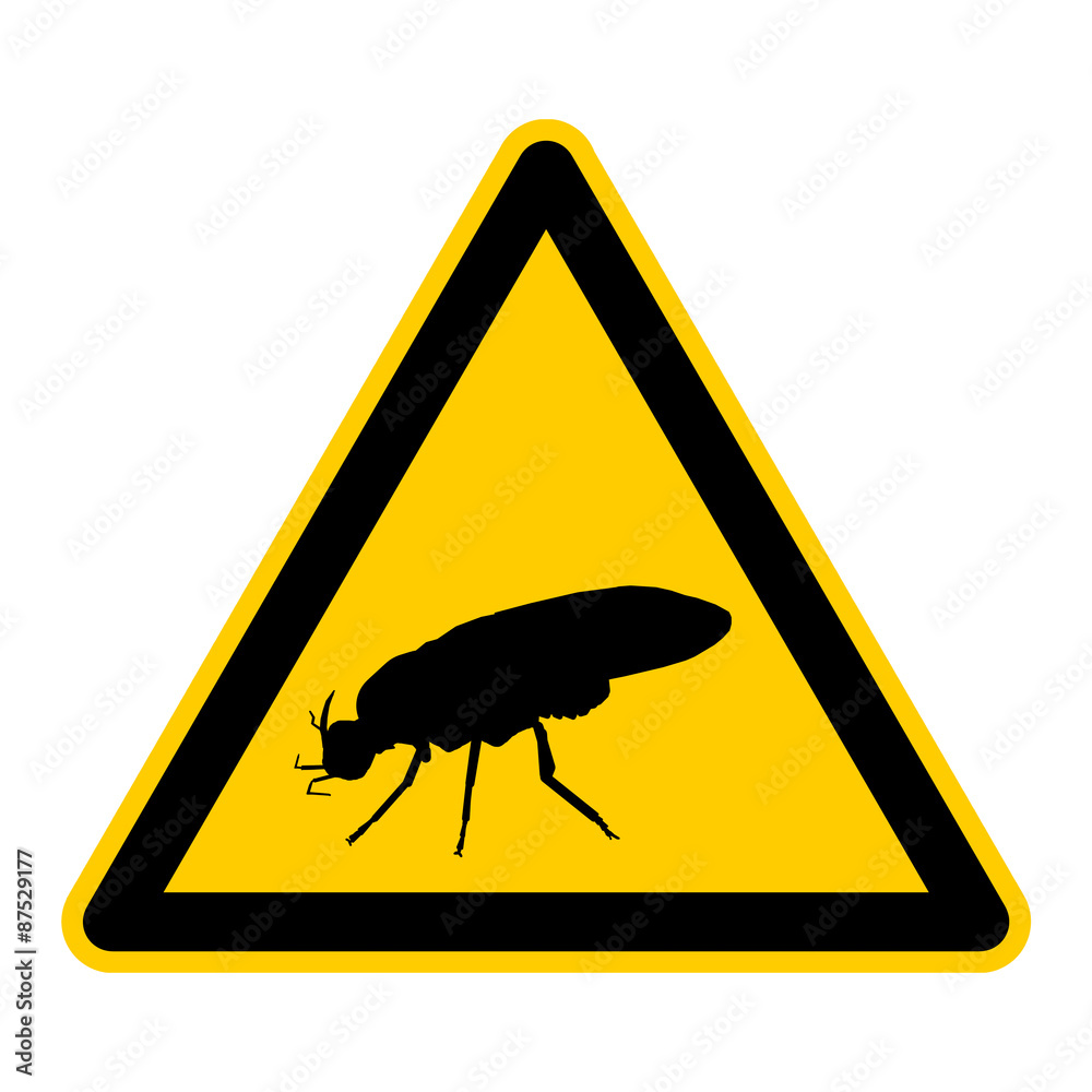 wso158 WarnSchildOrange - Symbol black flies - german Kriebelmücken ...