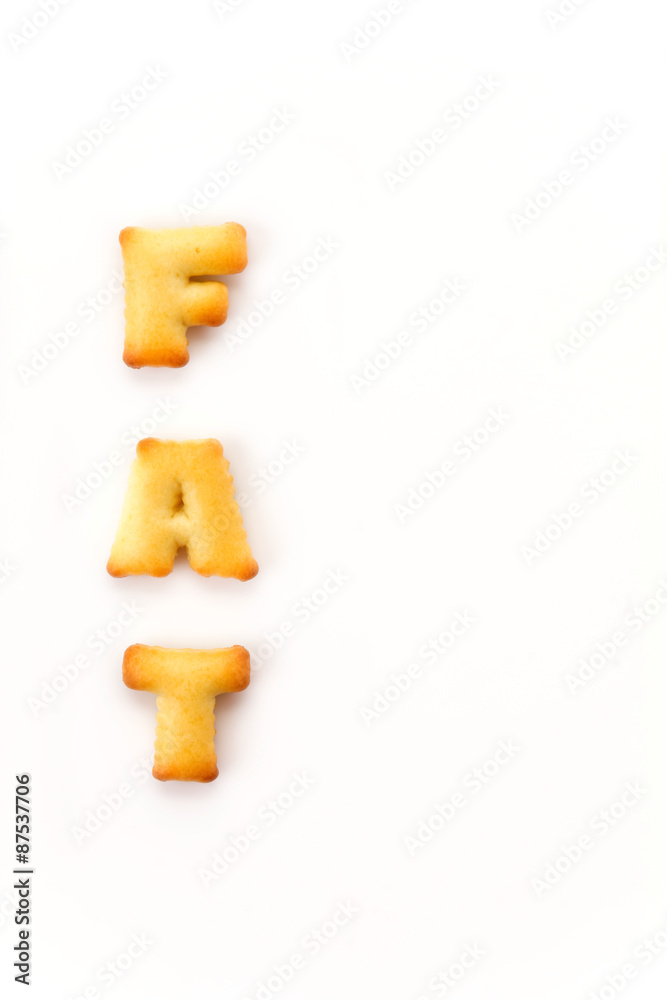 fat wording by a b c biscuit Stock Photo | Adobe Stock