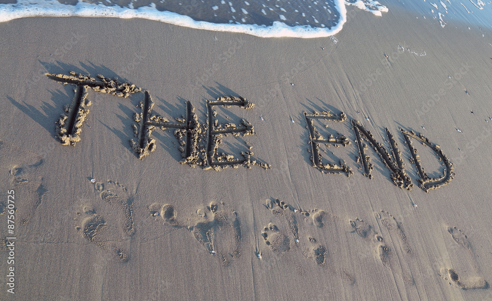 THE END written on the beach while the wave comes Stock Photo | Adobe Stock