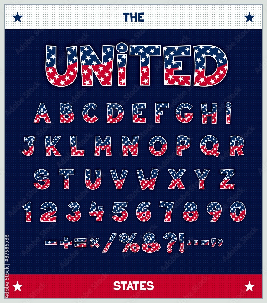 Complete set of alphabet, numbers, punctuation, and mathematical ...