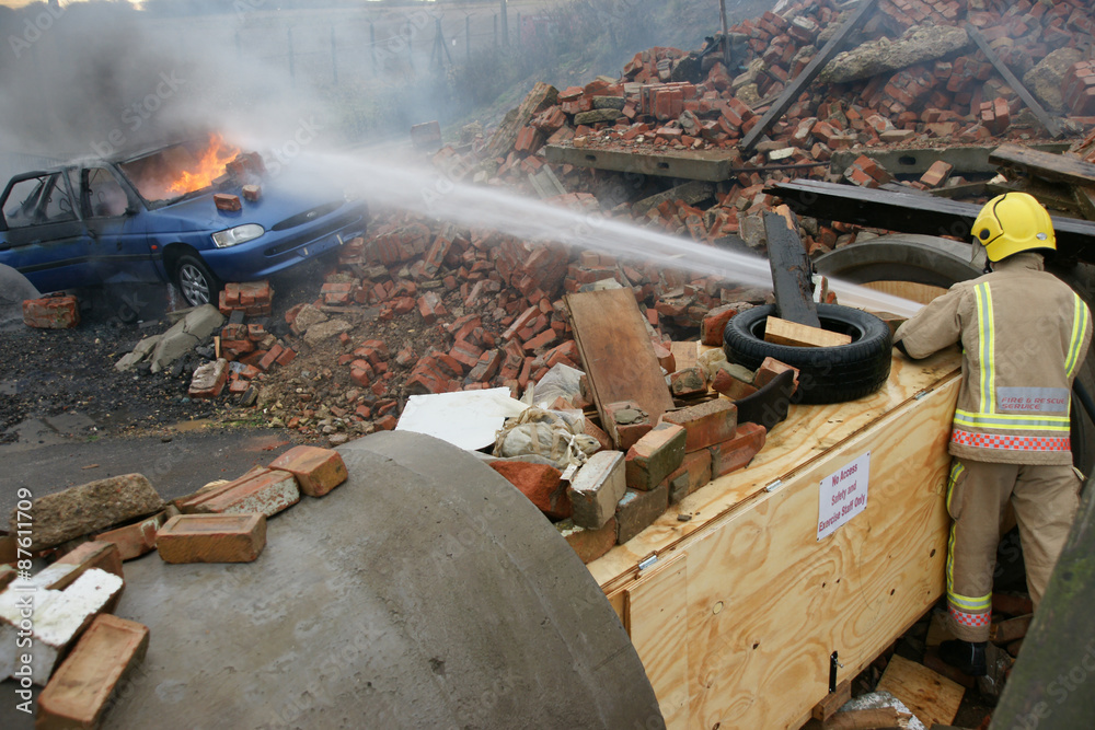 car bomb explosion and fire Stock Photo | Adobe Stock