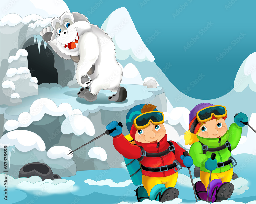 Cartoon alpinists - illustration for the children Stock Illustration ...