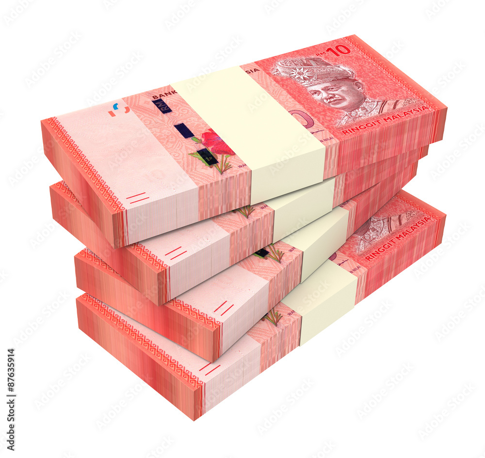Malaysian ringgit isolated on white background. Computer generated 3D ...