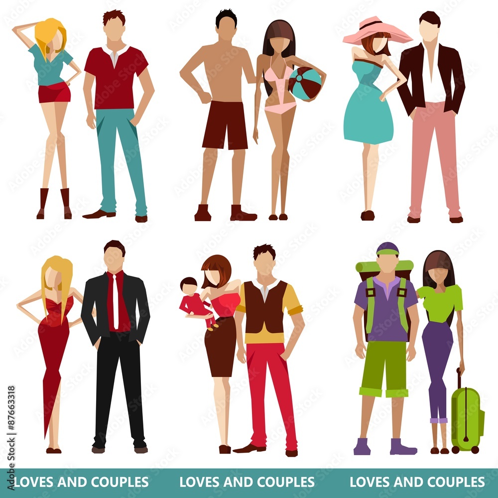 vector set of different couples and lovers Stock Illustration | Adobe Stock