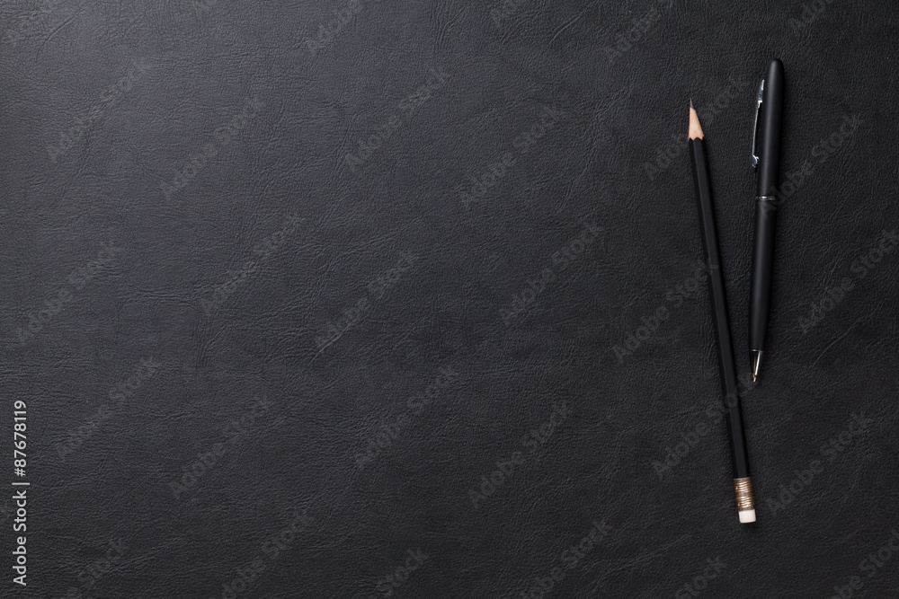 Office desk table with pen and pencil Stock Photo | Adobe Stock