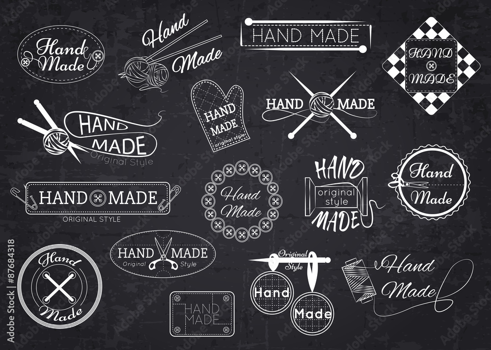 Set of hand made labels, badges and logos for design over Stock Vector ...