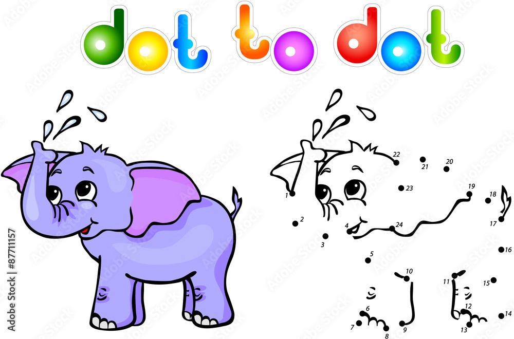 elephant dot to dot Stock Illustration | Adobe Stock