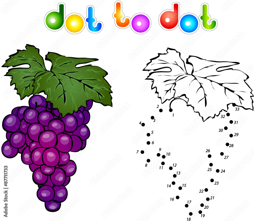 Cartoon grape dot to dot Stock Illustration | Adobe Stock