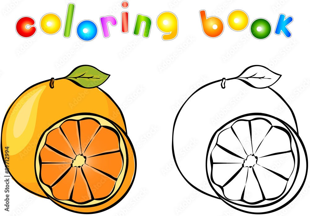 Cartoon orange coloring book Stock Illustration | Adobe Stock