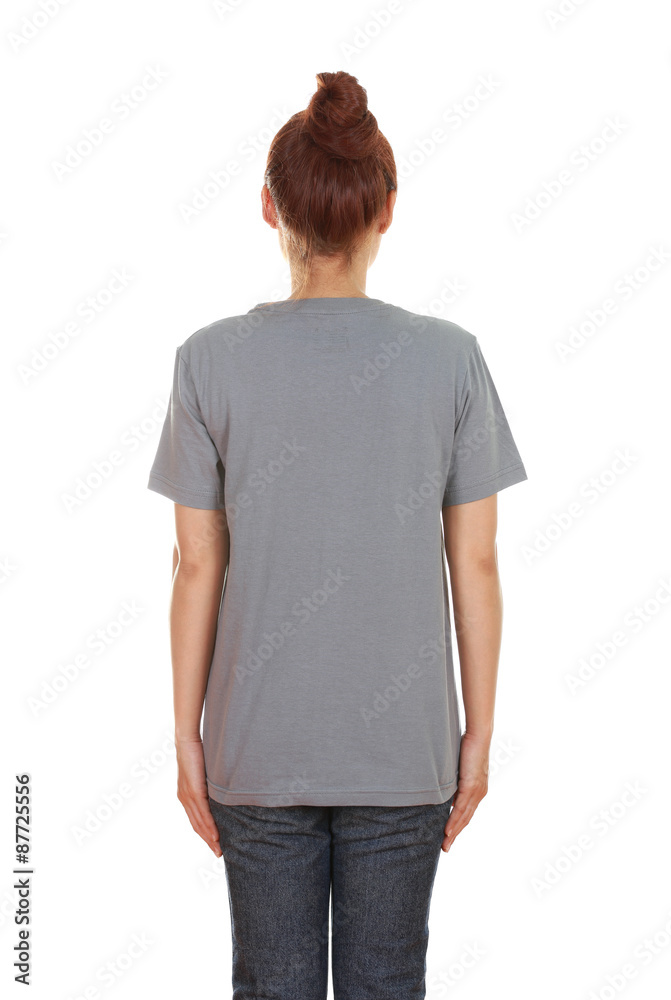 female with blank t-shirt (back side) Stock Photo | Adobe Stock