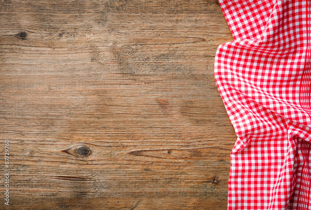 Tablecloth on wooden table Stock 写真 | Adobe Stock