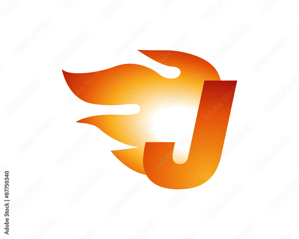 Letter J Logo Fire