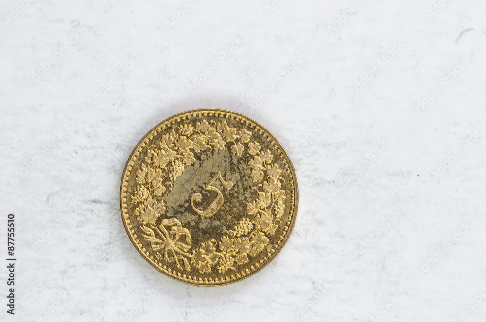5 Switzerland confoederatio helvetica Coin silver Stock Photo | Adobe Stock