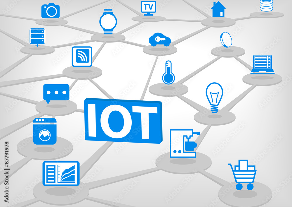 IOT (internet of everything) vector illustration. 3D connection of ...