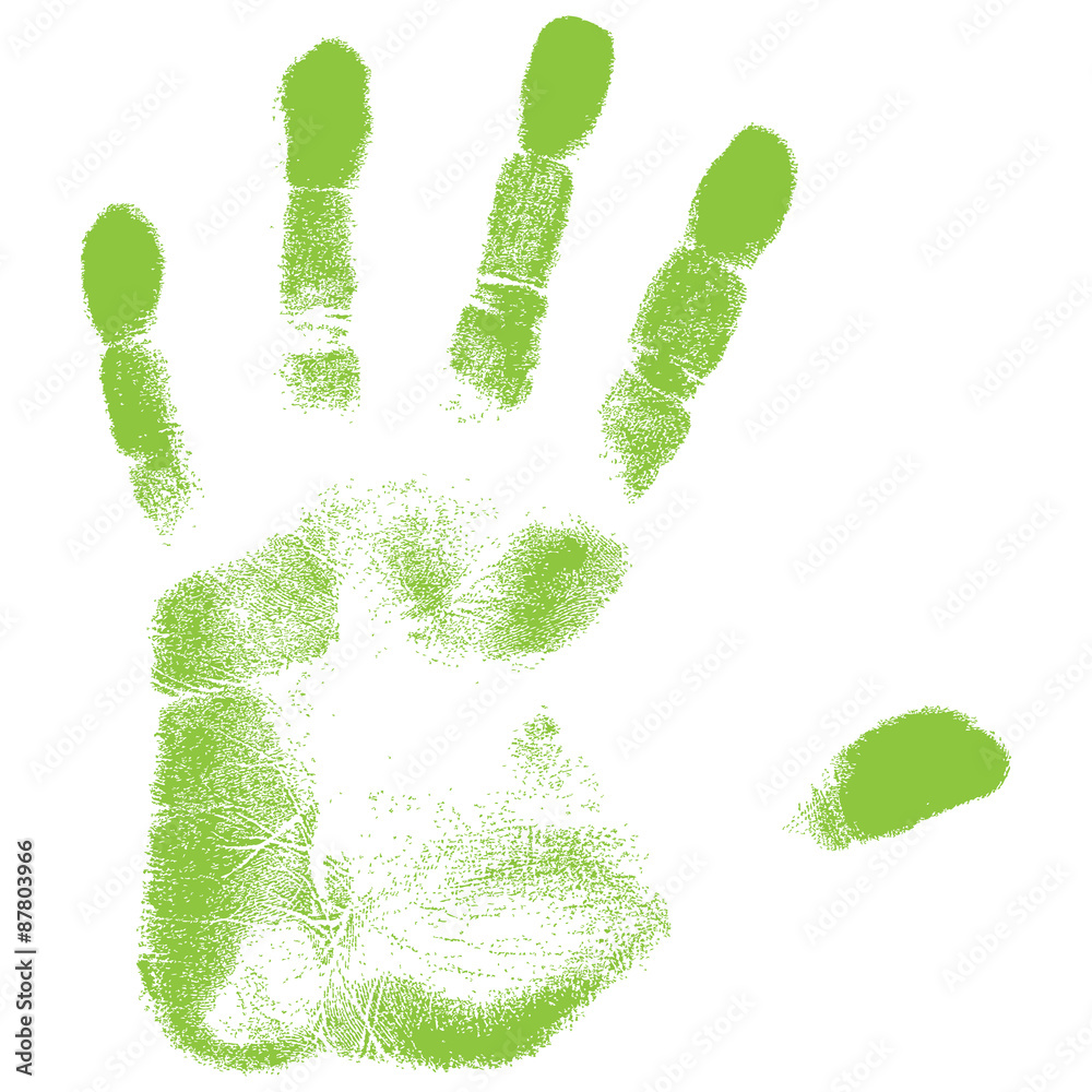 Vector illustration old man green hand print isolated on white Stock ...
