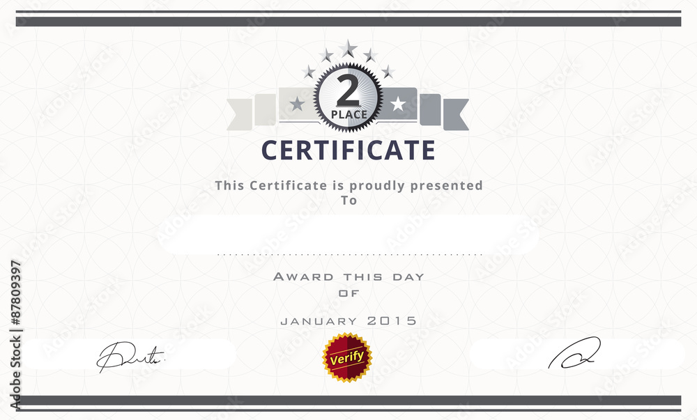 Certificate template with second place concept. certificate bord Stock ...