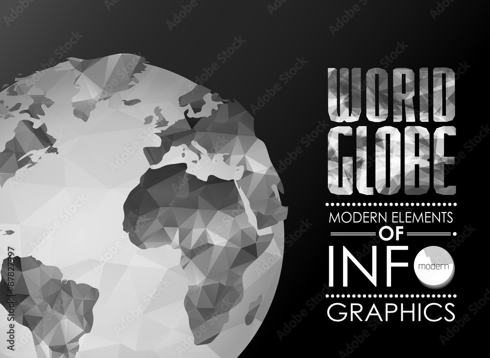 Vector world globe, triangular map of the earth Stock Vector | Adobe Stock