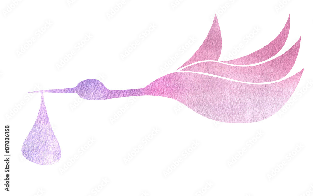 Purple Baby Girl Stork