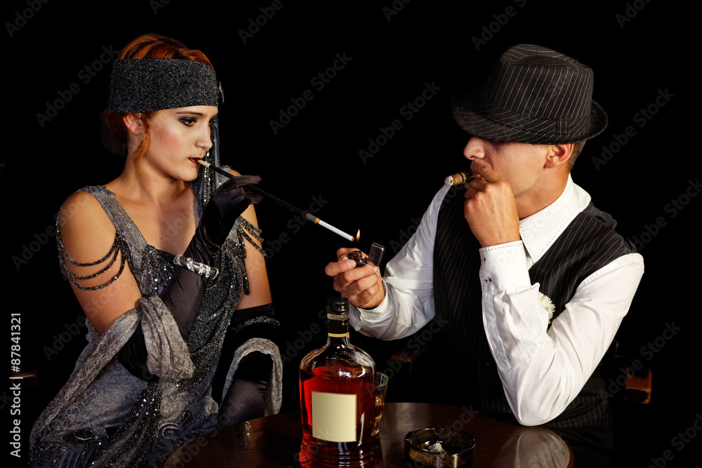 Flapper girl and gangster Stock Photo | Adobe Stock