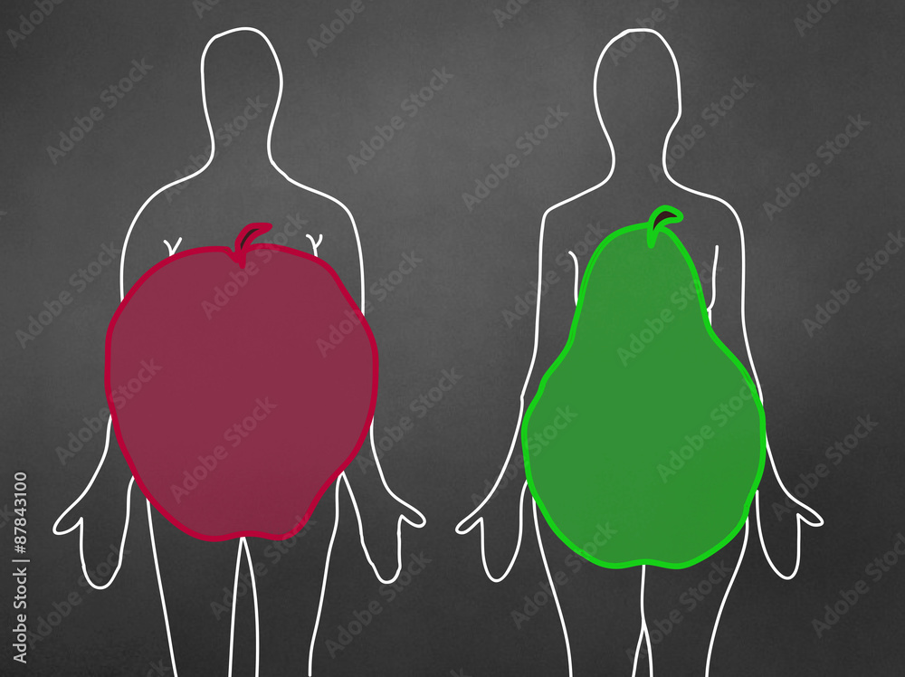 Apple and pear body shape - concept Stock Illustration | Adobe Stock