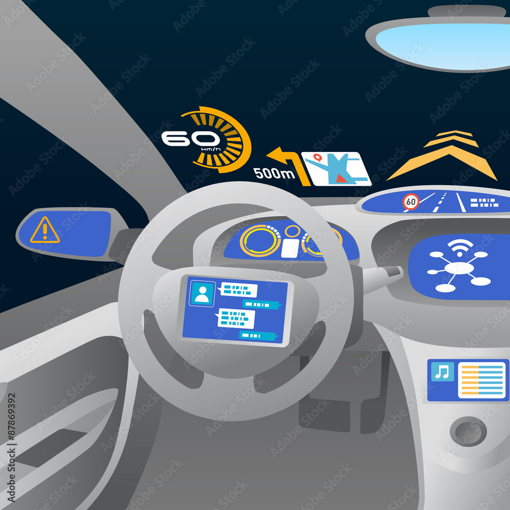 Head up display (HUD) and various display in car, vector illustration ...
