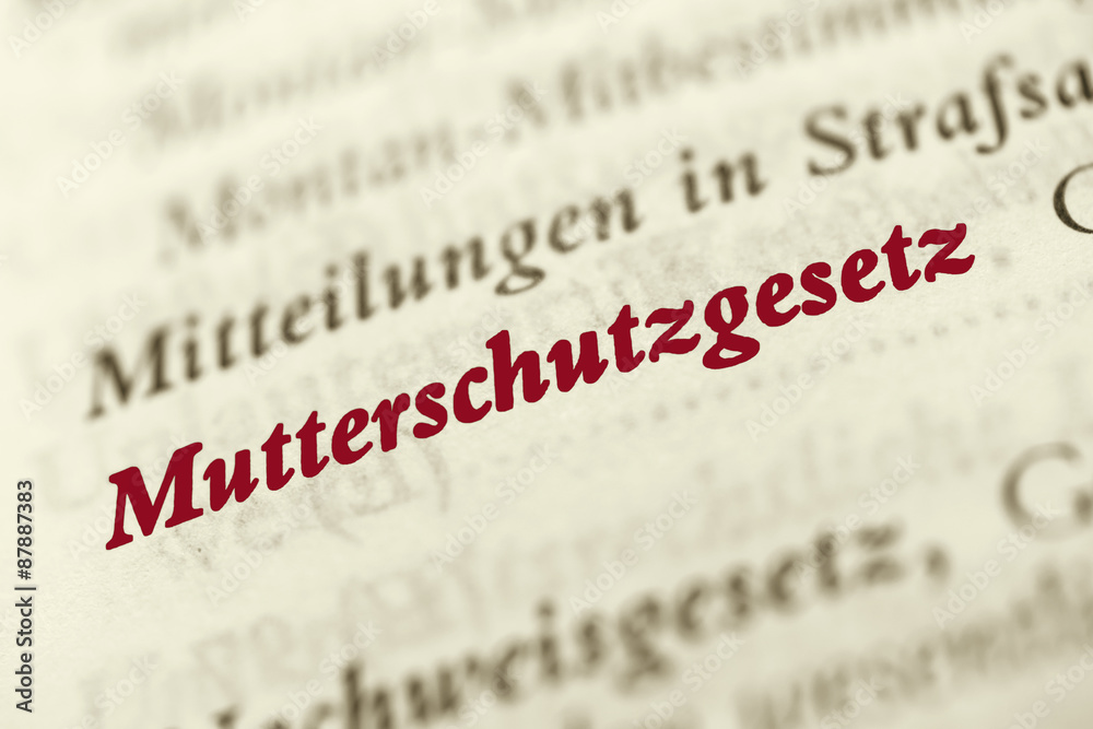 Mutterschutzgesetz - rote Schrift Stock-Foto | Adobe Stock