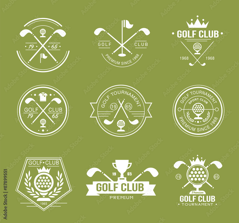 Set of golf club logos, labels and emblems Stock Vector | Adobe Stock