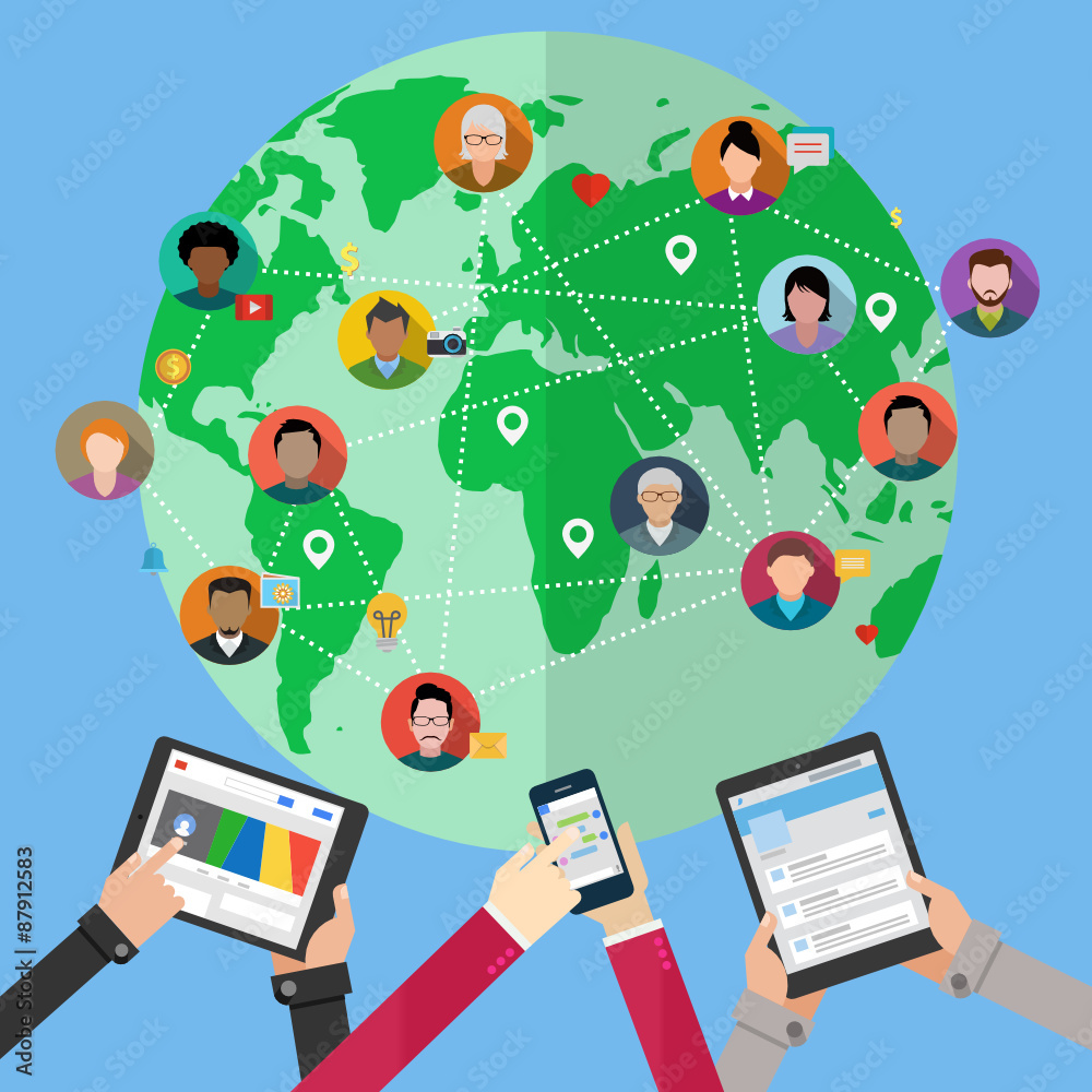 People Connecting and Sharing Social Media Stock Vector | Adobe Stock
