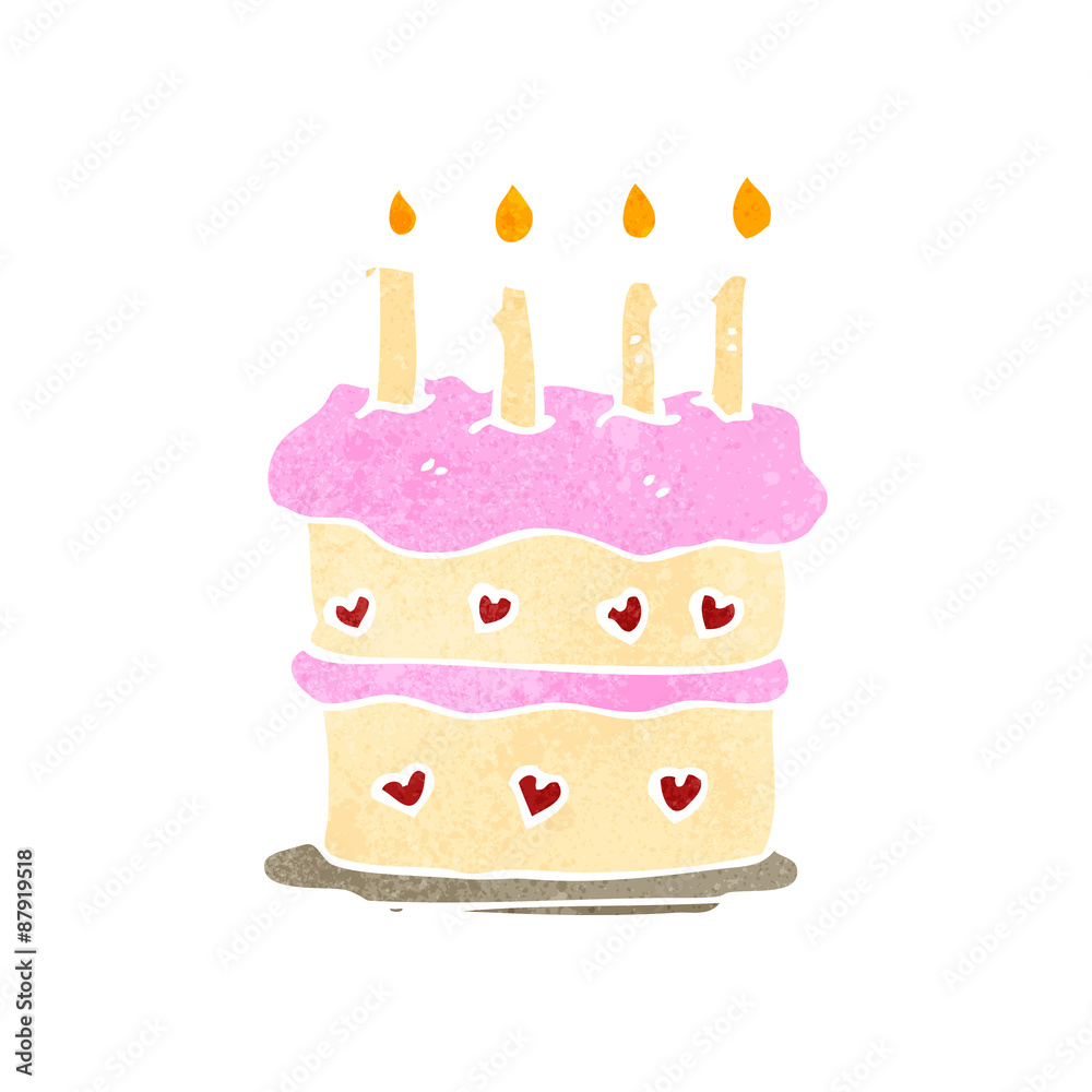 retro cartoon birthday cake Stock Vector | Adobe Stock