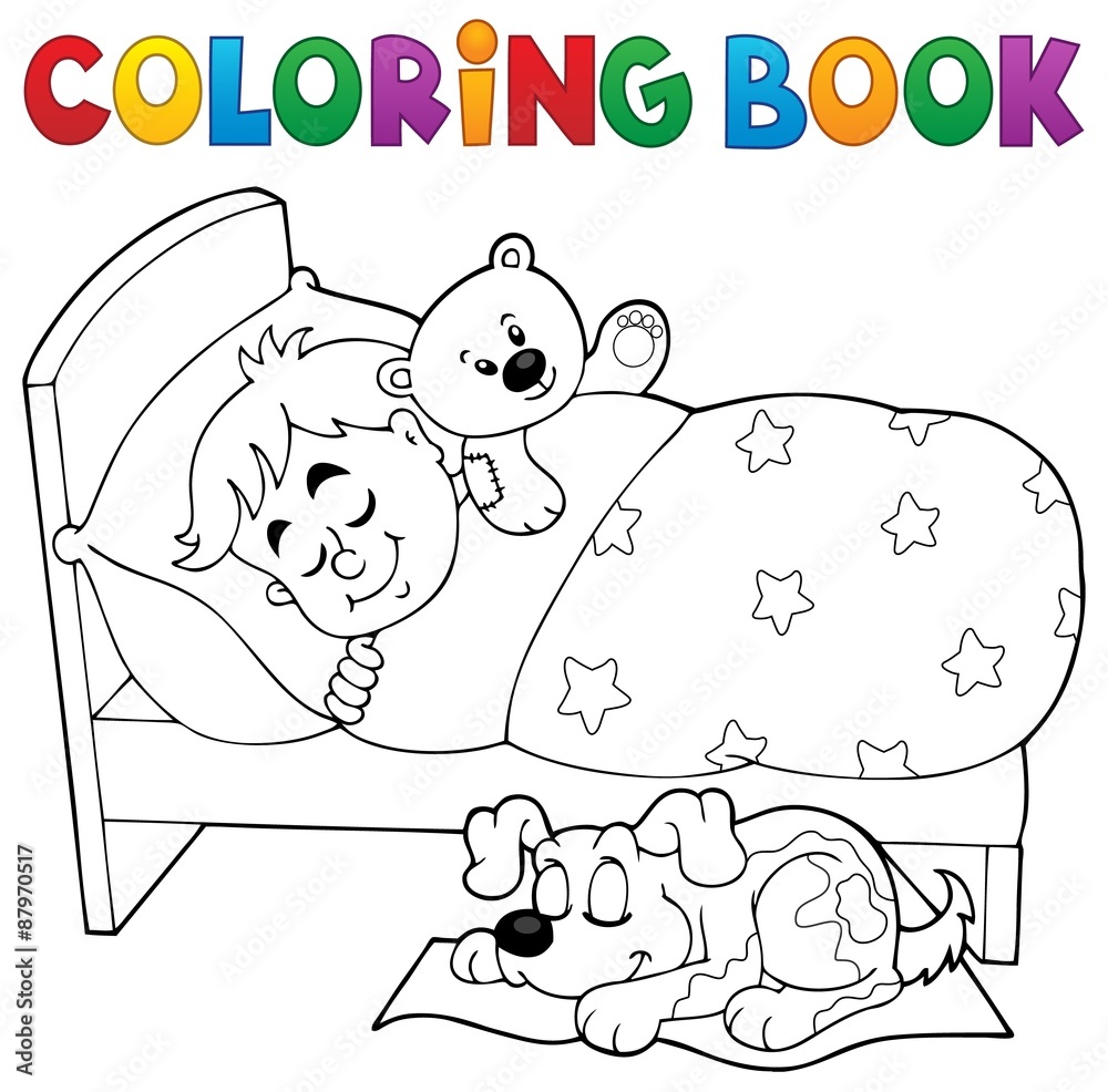 Coloring book sleeping child theme 2 Stock Vector | Adobe Stock