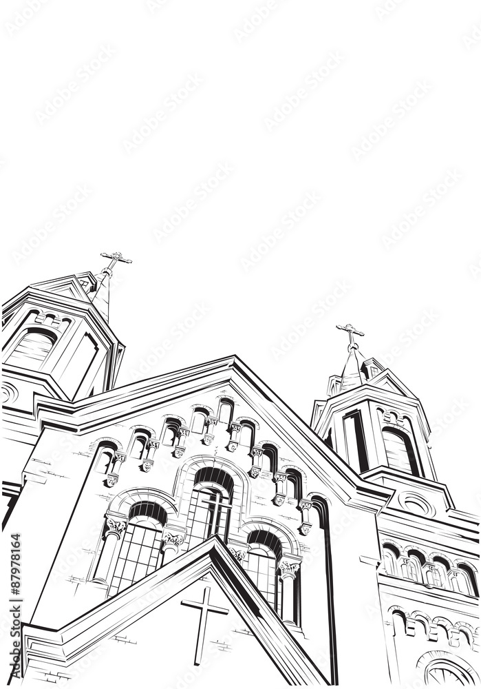 Cathedral. Vector illustration Stock Vector | Adobe Stock