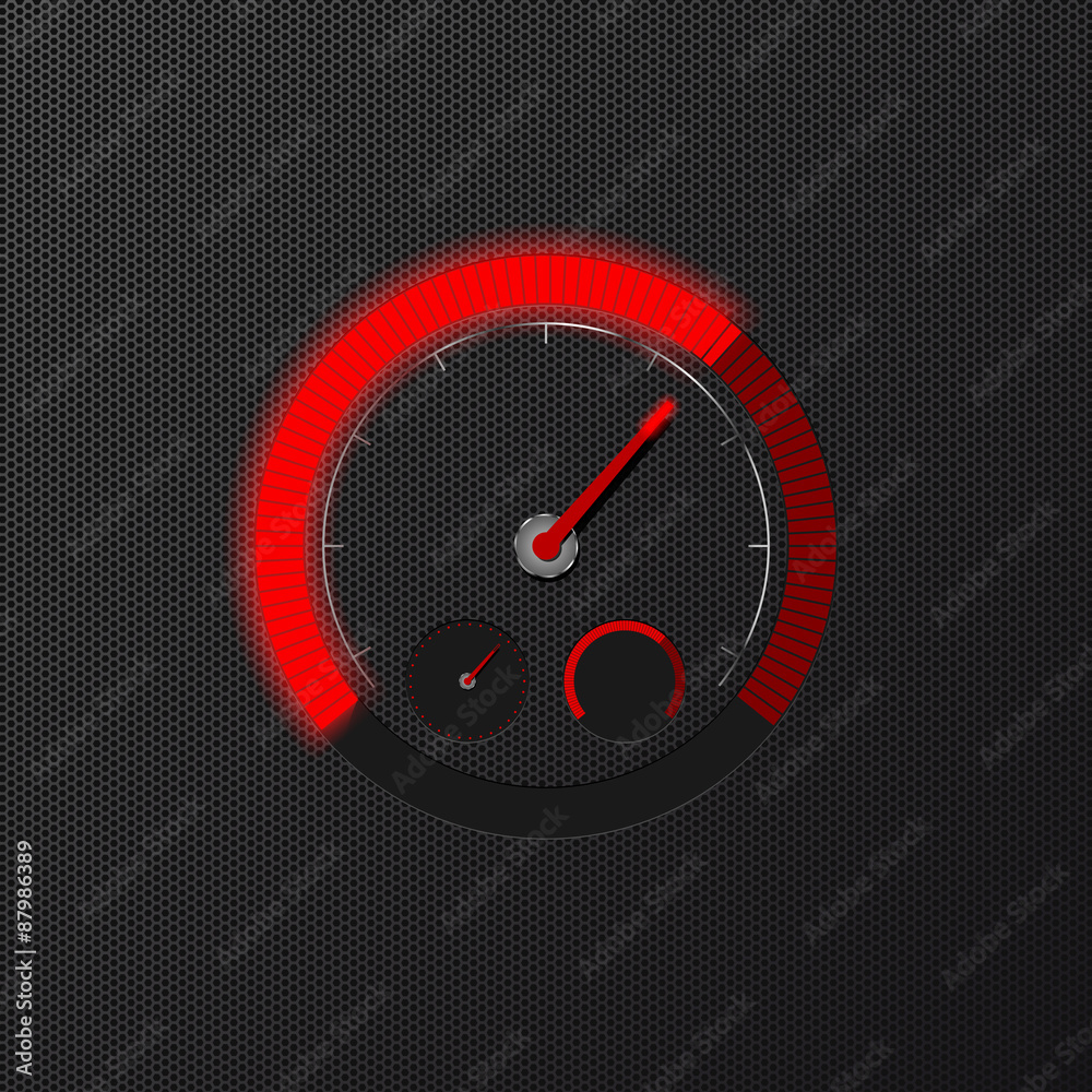 Red speedometer on carbon background Stock Vector | Adobe Stock