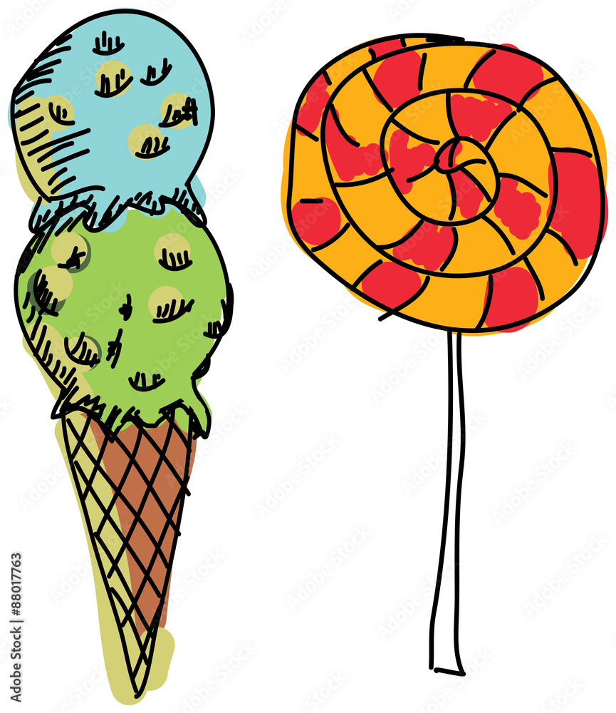 Drawn colored sweets Stock Vector | Adobe Stock