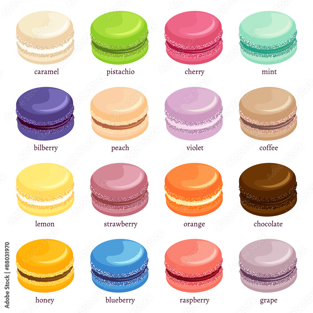 Macaron or macaroon icon set Stock Vector | Adobe Stock