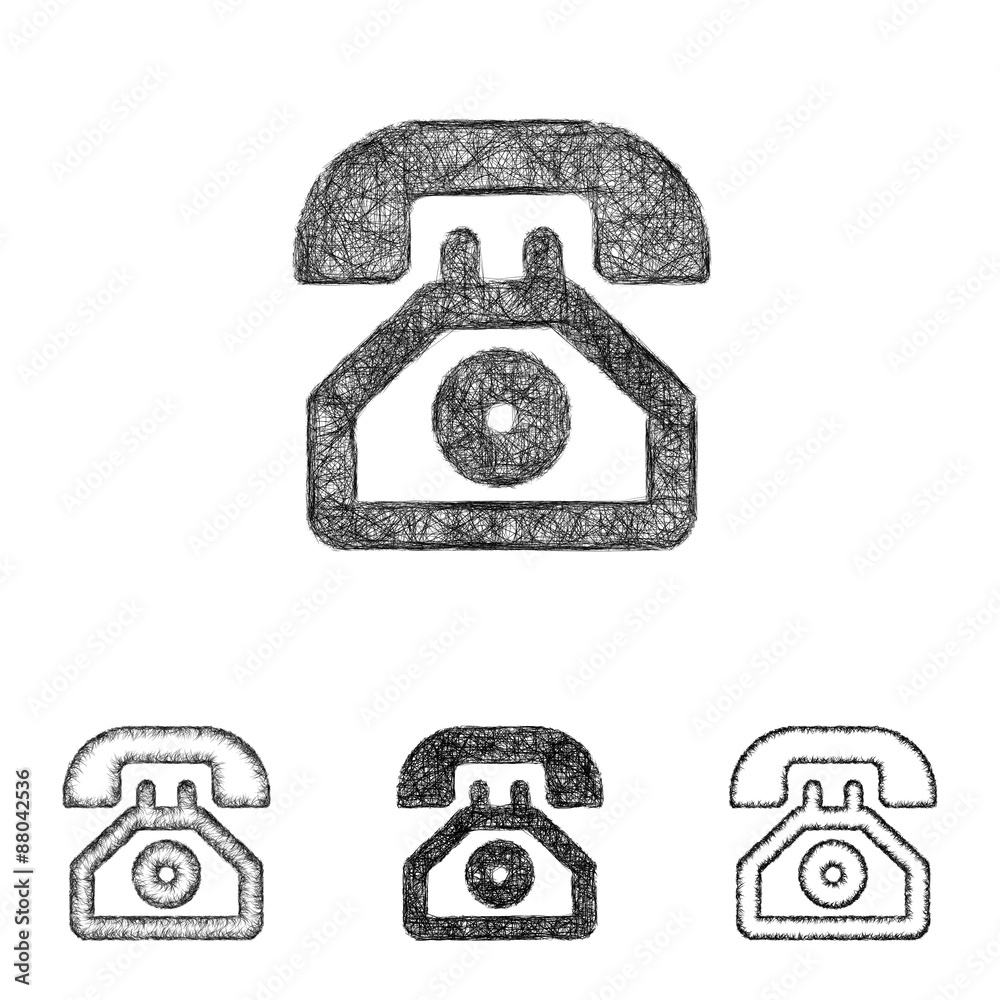 Telephone icon design set - sketch line art Stock Vector | Adobe Stock