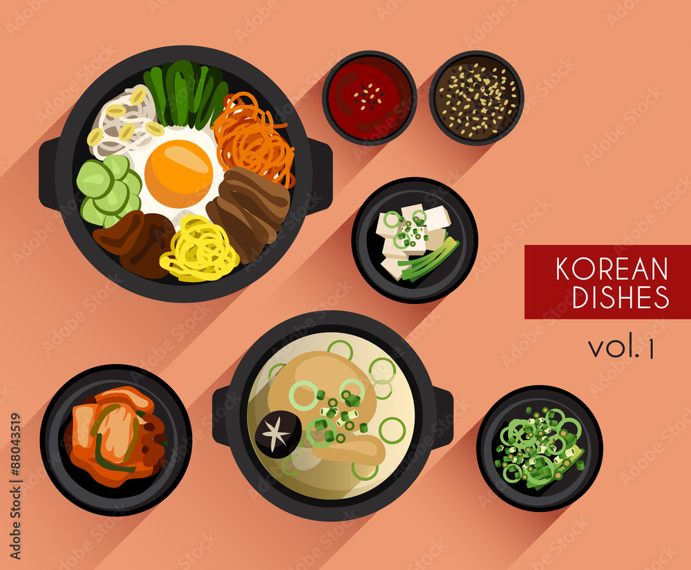 Food Illustration : Korean Food Stock Vector | Adobe Stock