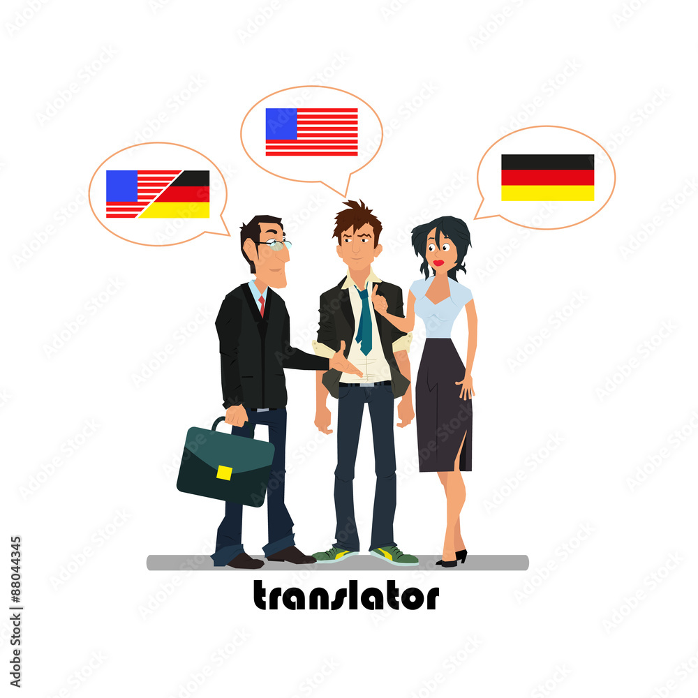 translator helps people communicate. profession - translator. vector ...