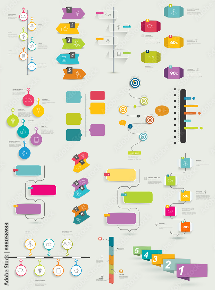 Big collection of timeline template. Vector infographic. Stock Vector ...