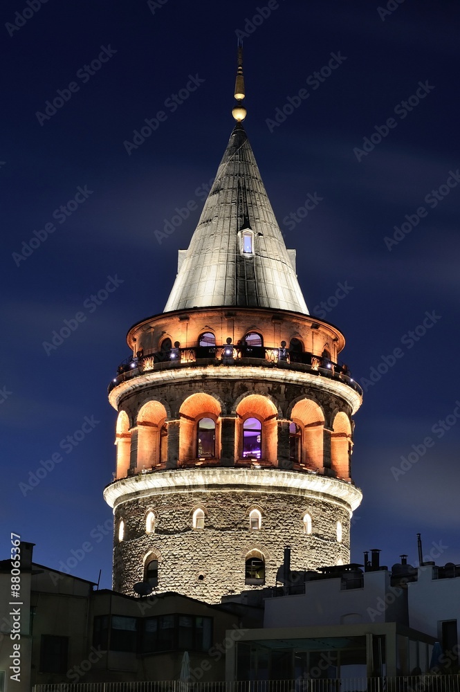 Galata Tower in night-Istanbul Turkey Stock Photo | Adobe Stock